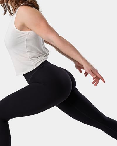 Kamo Fitness Serenity 25" No Front Seam 7/8 Leggings High Waisted Yoga Pants for Women, Soft Workout Pants Compression Leggings with Tummy Control (Black, S)