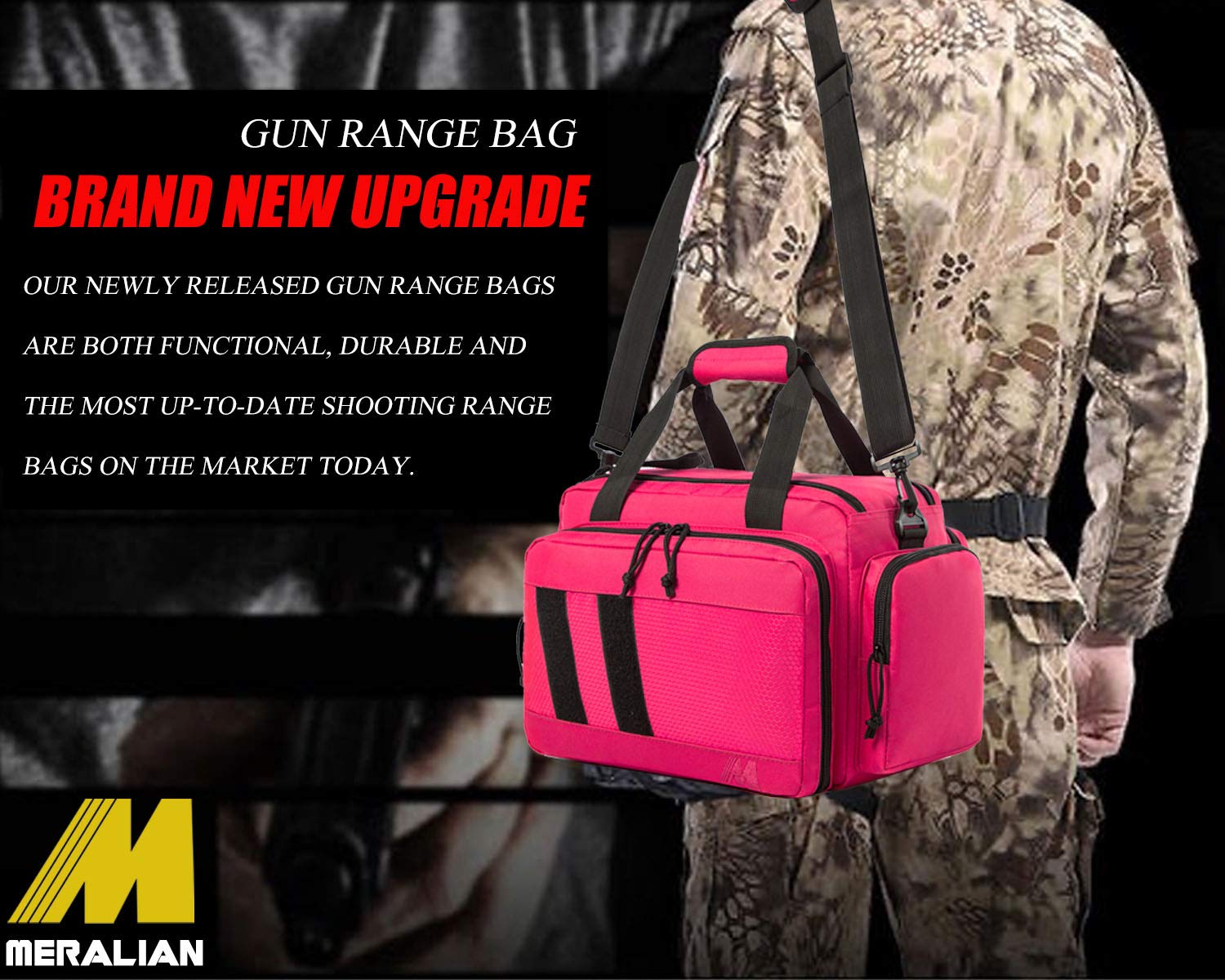 MERALIAN Range Bag - Tactical Gun Bag for Handguns, Pistols and Ammo. Padded Shooting Duffle Bag for Hunting. (Pink)