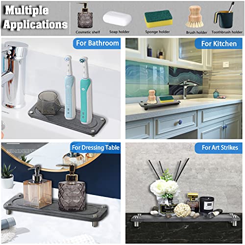 FLYWAKE Instant Dry Sink Organizer, Soap Tray for Bathroom and Kitchen Sink, Fast Drying Ttone Sink Tray Prevents Moisture Buildup(Rock ash)