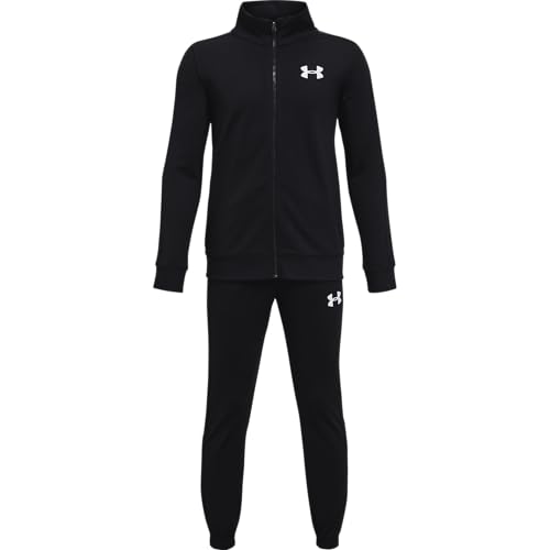 Under Armour Boys' Knit Track Suit, Black (001)/White, Youth Small