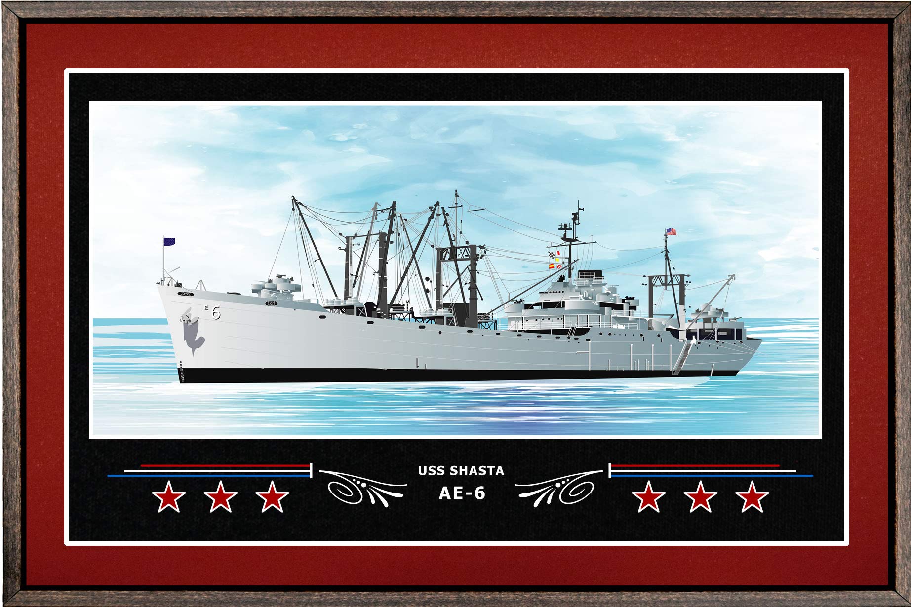Navy Emporium USS Shasta AE-6 Box Framed Canvas Art - Burgundy