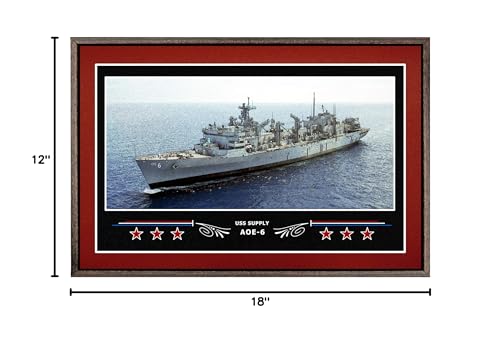 Navy Emporium USS Supply AOE-6 Box Framed Canvas Art - Burgundy