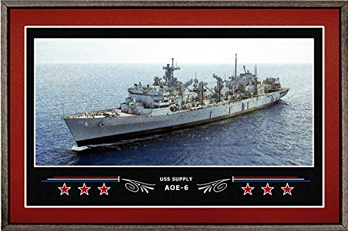 Navy Emporium USS Supply AOE-6 Box Framed Canvas Art - Burgundy
