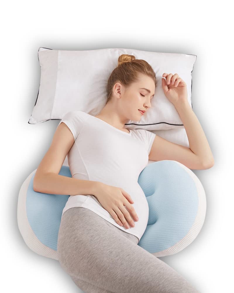 WYXunPlanet Soft Maternity Pillow | U-Shaped Design | Detachable Extension | Full Body Comfort & Pregnancy Relief (Blue)