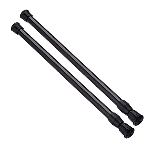 AIZESI 2PCS Tension Rod Tier Window Short Curtain Rod,16 to 28inch,black,small Short Expandable Spring Loaded Curtain Tension Rods for Cupboard,kitchen,small Window