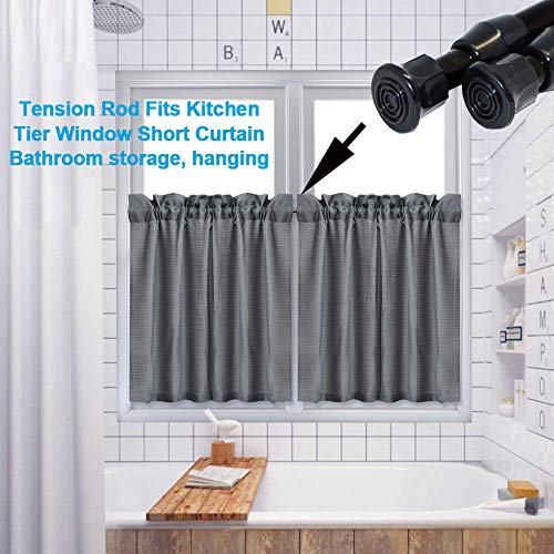 AIZESI 2PCS Tension Rod Tier Window Short Curtain Rod,16 to 28inch,black,small Short Expandable Spring Loaded Curtain Tension Rods for Cupboard,kitchen,small Window