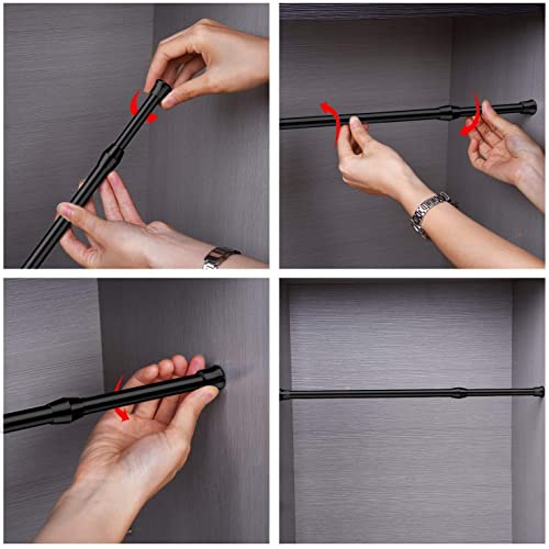 AIZESI 2PCS Tension Rod Tier Window Short Curtain Rod,16 to 28inch,black,small Short Expandable Spring Loaded Curtain Tension Rods for Cupboard,kitchen,small Window