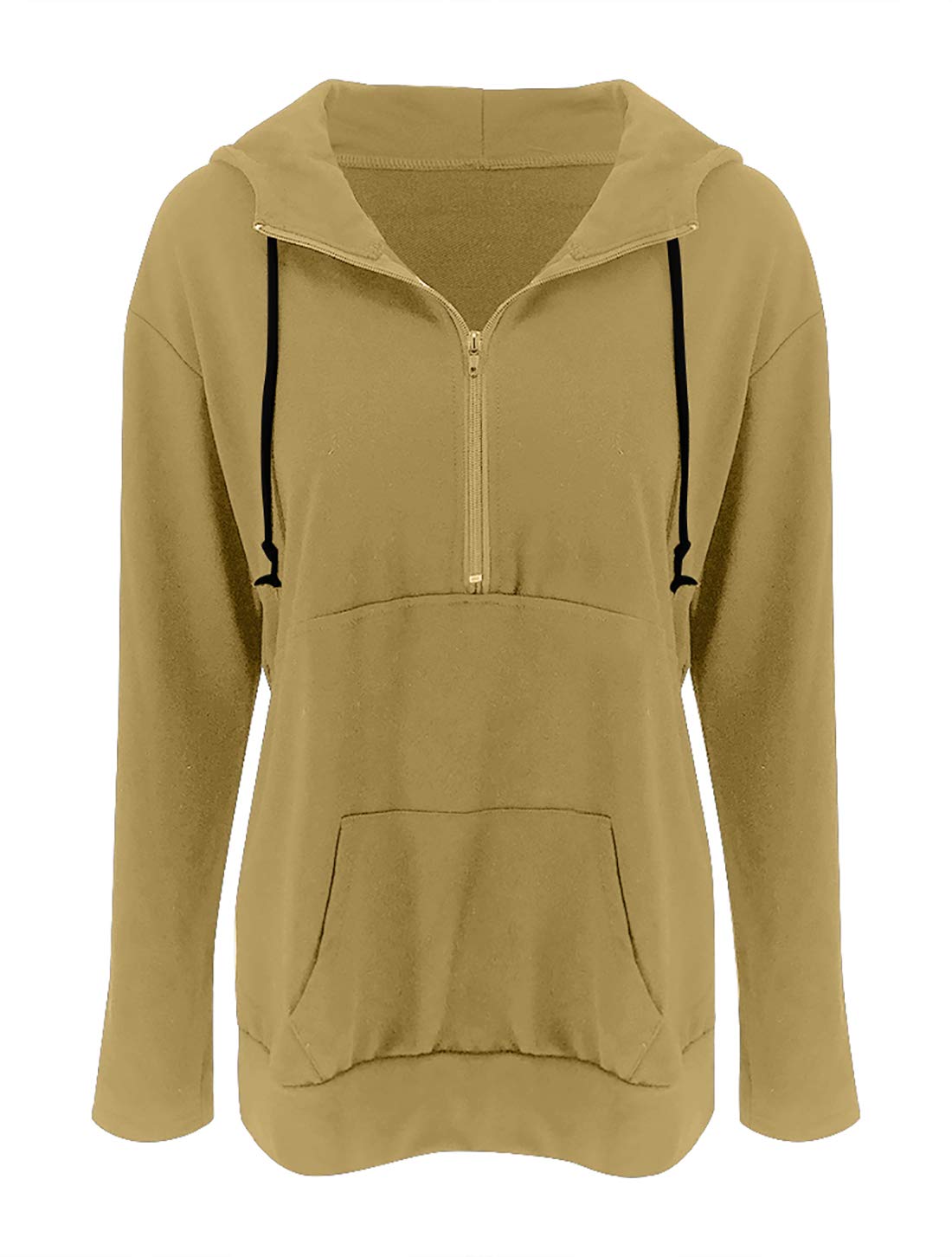 Fallorchid Womens Quarter Zip Pullover Hoodies Casual Long Sleeve Sweatshits with Pocket (Ginger, Small)