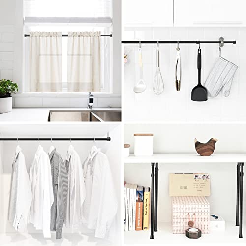 AIZESI 2PCS Tension Rod Tier Window Short Curtain Rod,16 to 28inch,black,small Short Expandable Spring Loaded Curtain Tension Rods for Cupboard,kitchen,small Window