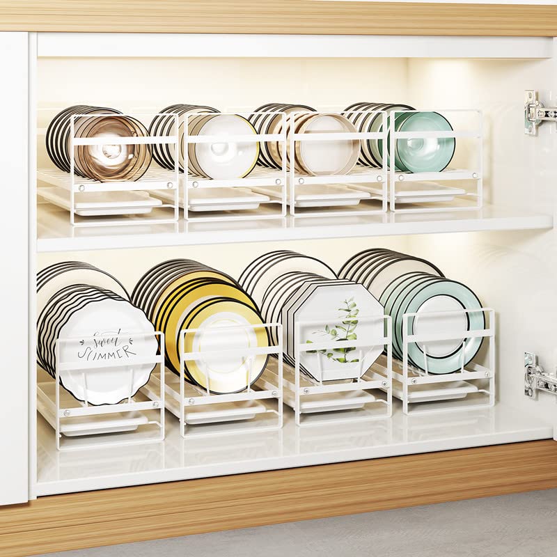 2 Plate Holders, Non-Slip Metal Cabinet Dish Rack Organizer for Kitchen, Countertop, Cupboard, Drawer, RV