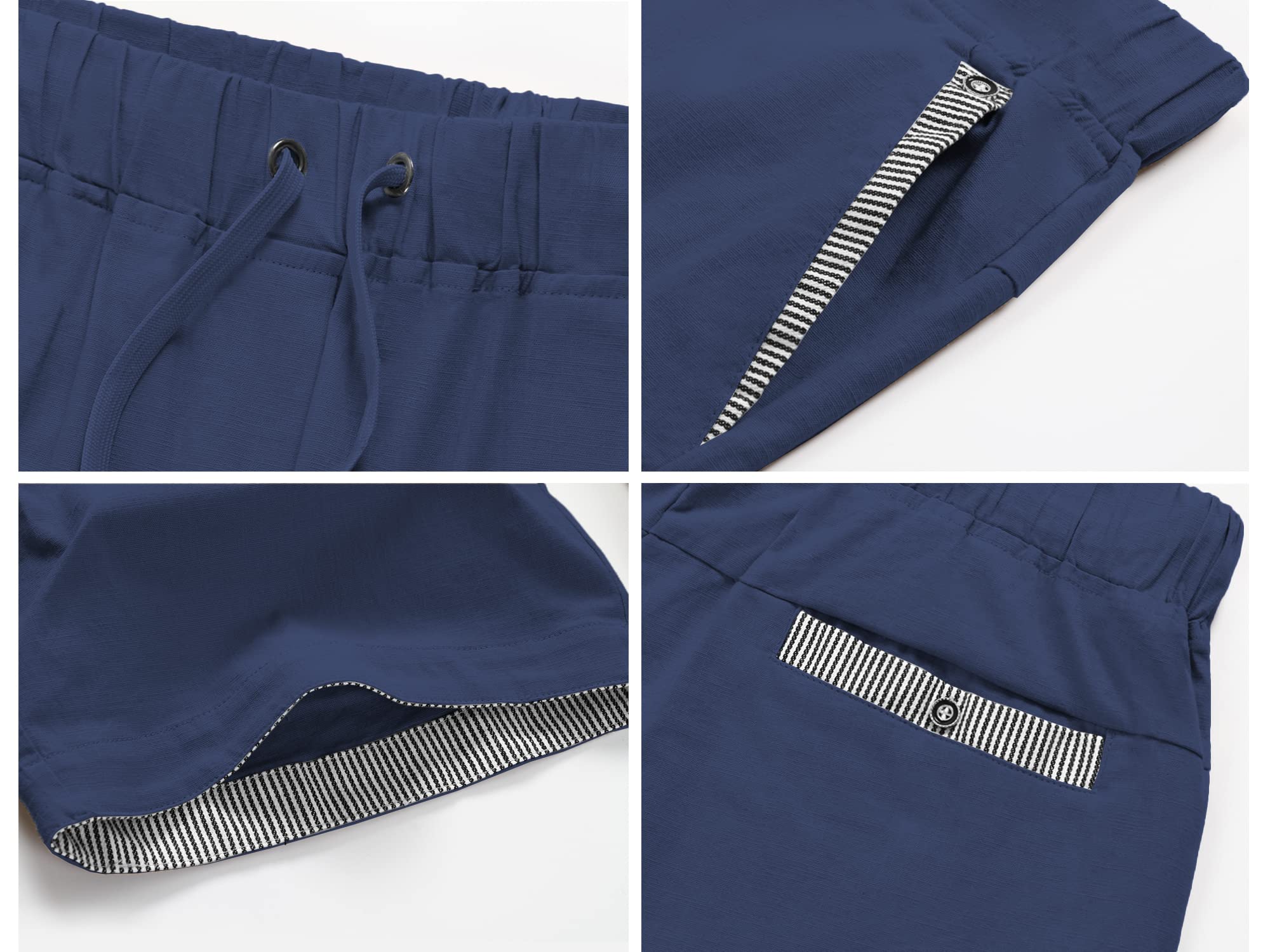 Janmid Men's Shorts Casual Classic Fit Drawstring Summer Beach Shorts with Elastic Waist and Pockets Navy Blue XL