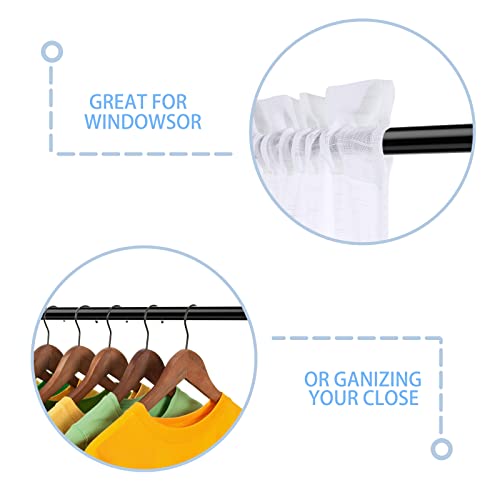AIZESI 2PCS Tension Rod Tier Window Short Curtain Rod,16 to 28inch,black,small Short Expandable Spring Loaded Curtain Tension Rods for Cupboard,kitchen,small Window