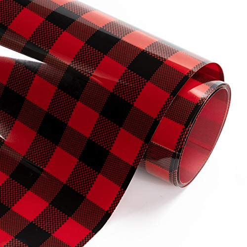 VINYL FROG Buffalo Plaid HTV Heat Transfer Vinyl - 10" x 5ft Easy to Cut & Weed Red & Black Plaid Iron on Vinyl - Classic Buffalo Plaid Christmas Heat Press Vinyl