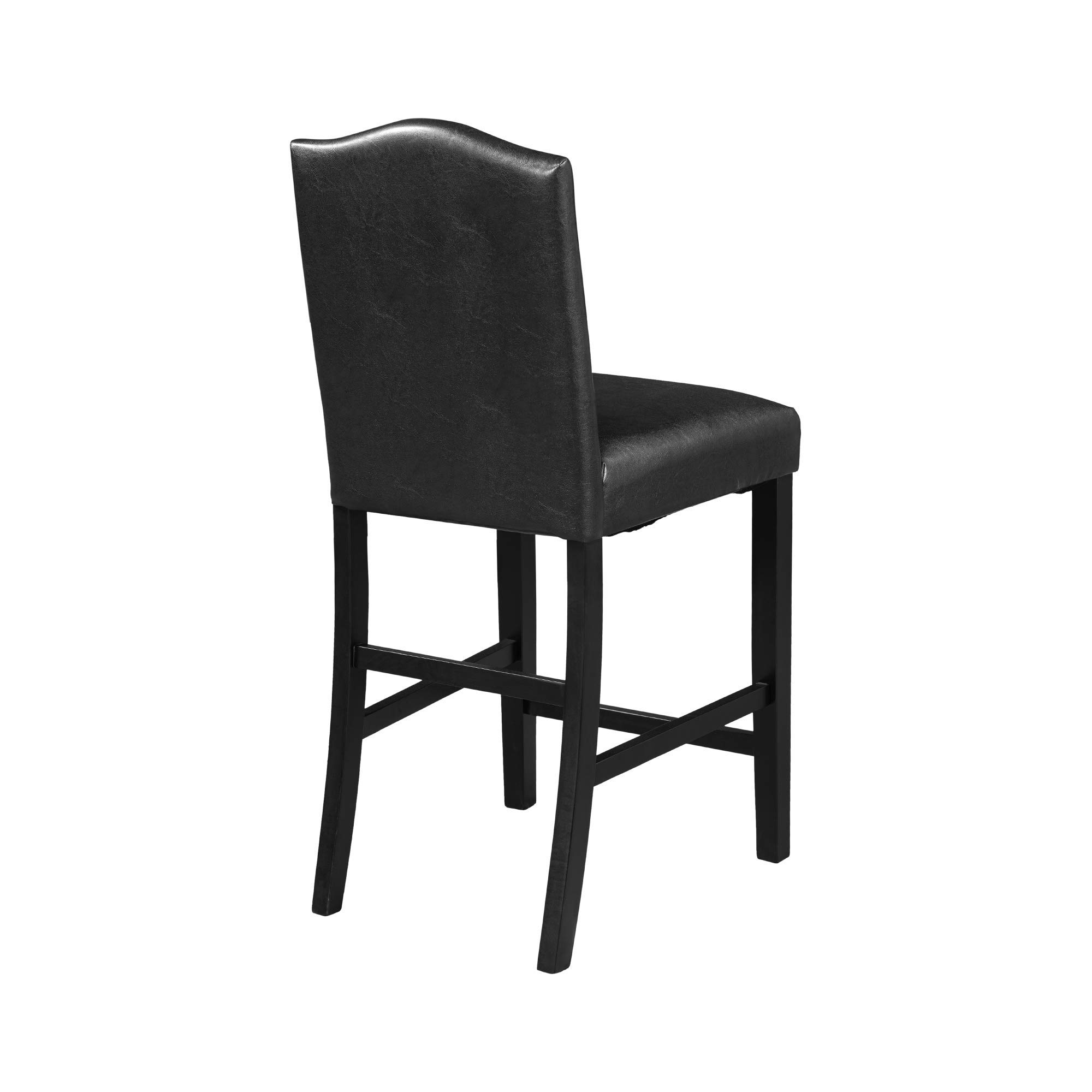 Merax 5 Piece Counter Height Pub Table Set, Dining Table Set Marble Veneer Top Kitchen Table with Bottom Shelf and 4 PU Leather Chairs (Black Chair+Gray Table)