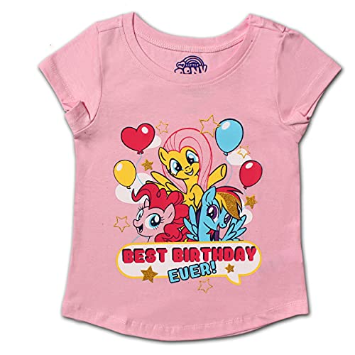 My Little Pony Girl's Best Birthday Ever Blouse Tee Shirt, Short Sleeve, Pink, Size 4