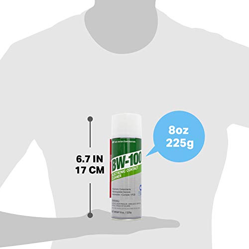 BW-100 Non-Flammable Electronic Contact Cleaner Aerosol Spray- Safely Cleans Joycons, Computers, PCB, and More - Removes dust, Dirt and contaminants on Contacts - Quick Dry| 8oz/225g | Pack of 3