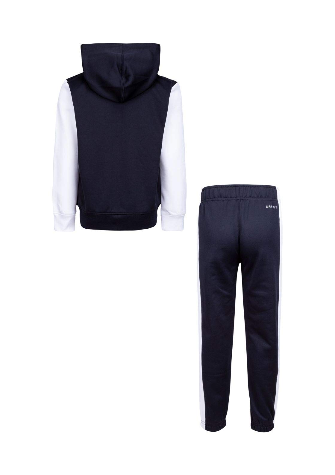 Nike Boy`s Dry Fit Therma Zip Hoodie & Sweatpants 2 Piece Set (White(86G933-W1X)/Black, 2T Toddler)