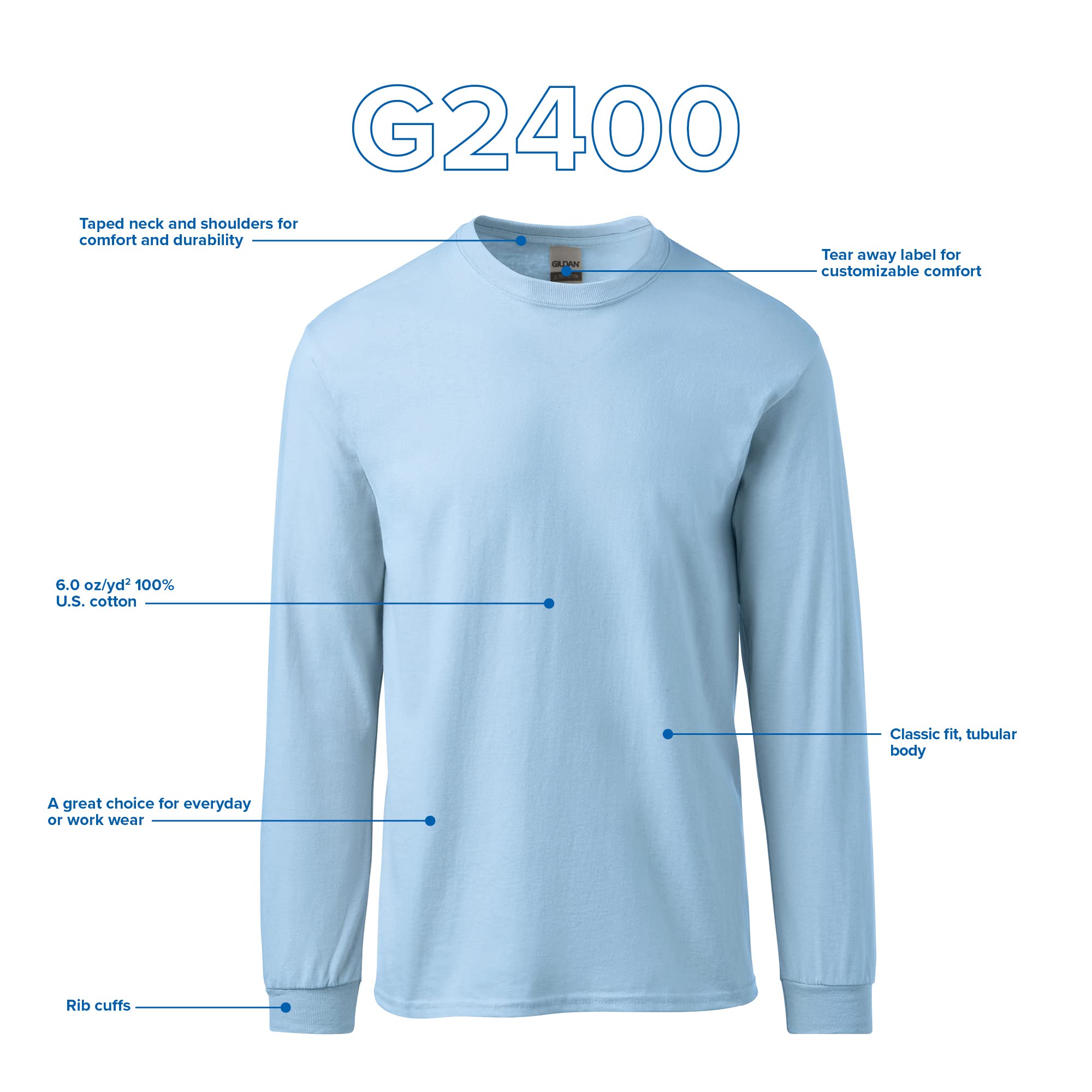 Gildan Men's Ultra Cotton Long Sleeve T-Shirt, Style G2400, Multipack, Irish Green (2-Pack), Large