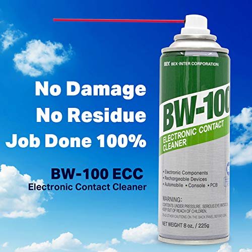BW-100 Non-Flammable Electronic Contact Cleaner Aerosol Spray- Safely Cleans Joycons, Computers, PCB, and More - Removes dust, Dirt and contaminants on Contacts - Quick Dry| 8oz/225g | Pack of 3