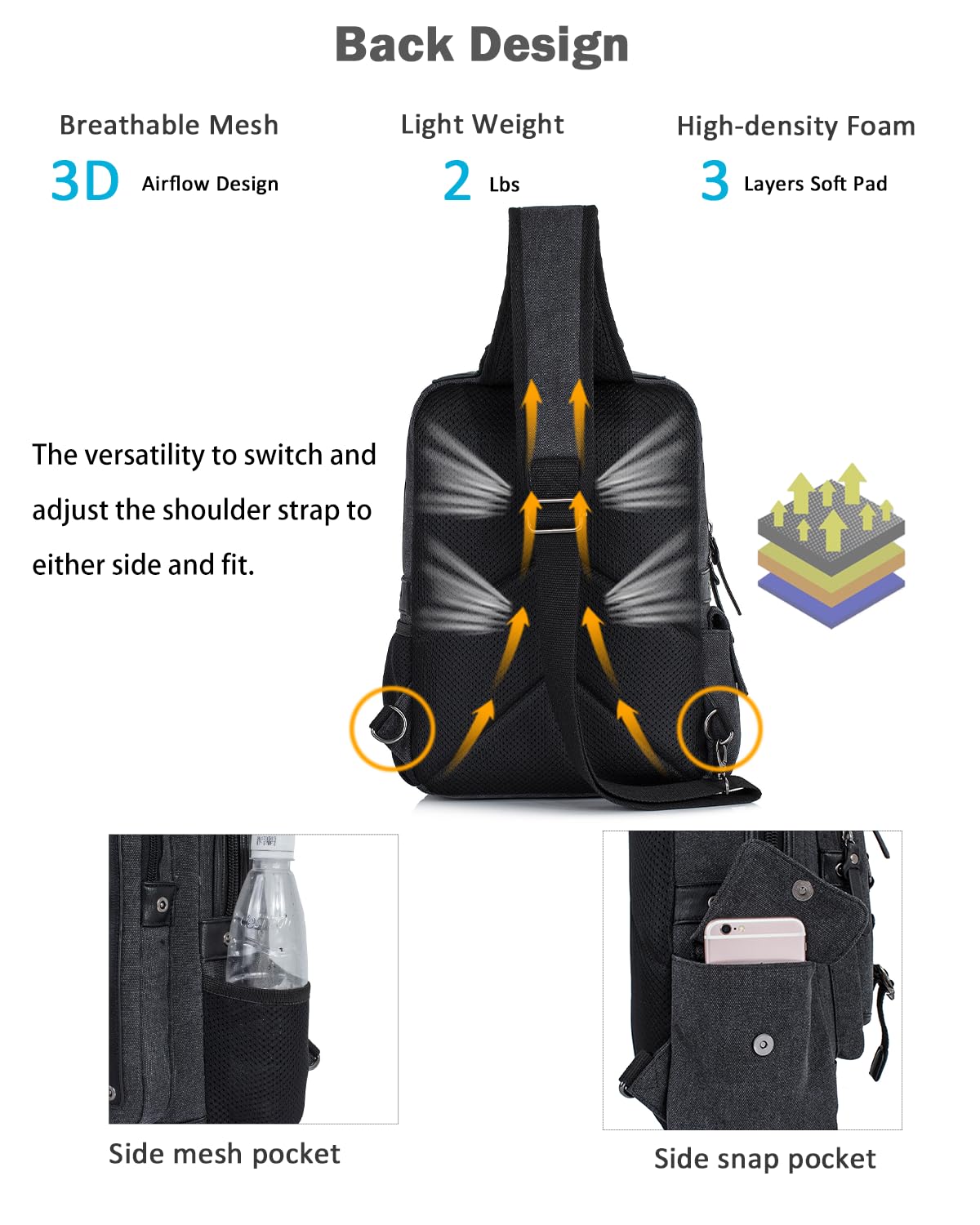 Schkleier Messenger Bag for Men Canvas Sling Bag Crossbody Backpack Laptop Shoulder Bag Hiking Daypacks Casual Tactical