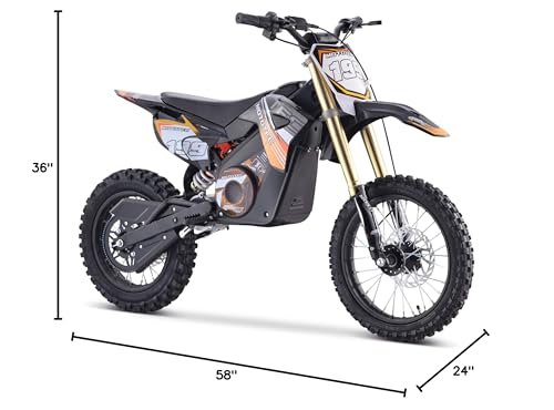 MotoTec 48v Pro Electric Dirt Bike 1800w Lithium Orange, 58x24x36