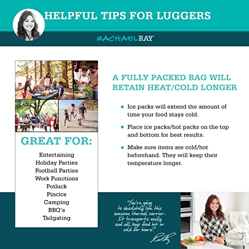 Rachael Ray Lugger Reusable Insulated Carrier Keeps Food Hot or Cold for Hours, Perfect for Lasagna Pan, Casserole, Baking Dish & More, Standard, Forest Green
