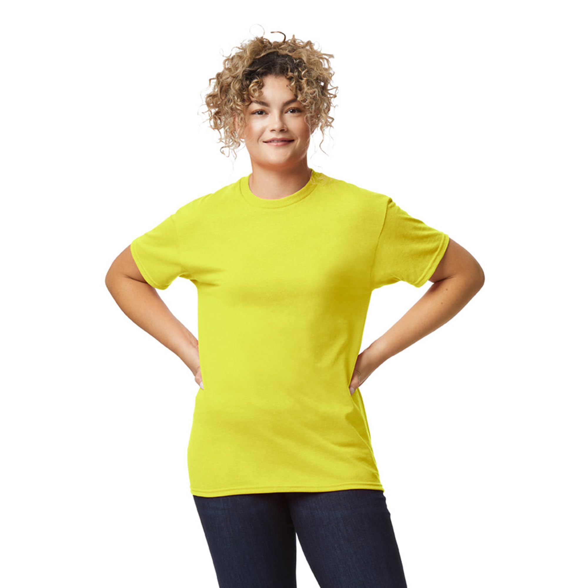 Gildan Unisex Adult Dryblend T-shirt, Style G8000, Multipack, Safety Green (2-pack), X-Large US