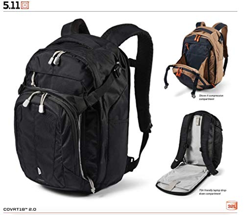 5.11 Tactical COVRT18 2.0 Tactical & Everyday 32L Backpack β TSA Laptop Friendly, CCW & Hydration Ready, Coyote, Style 56634