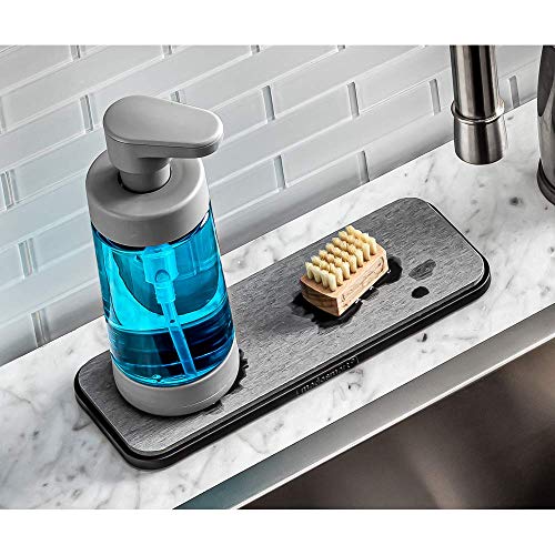Madesmart Eco-Friendly Foaming Soap Pump for Kitchen Sinks, Foaming Liquid Soap Dispenser with Filling Markers, Gray