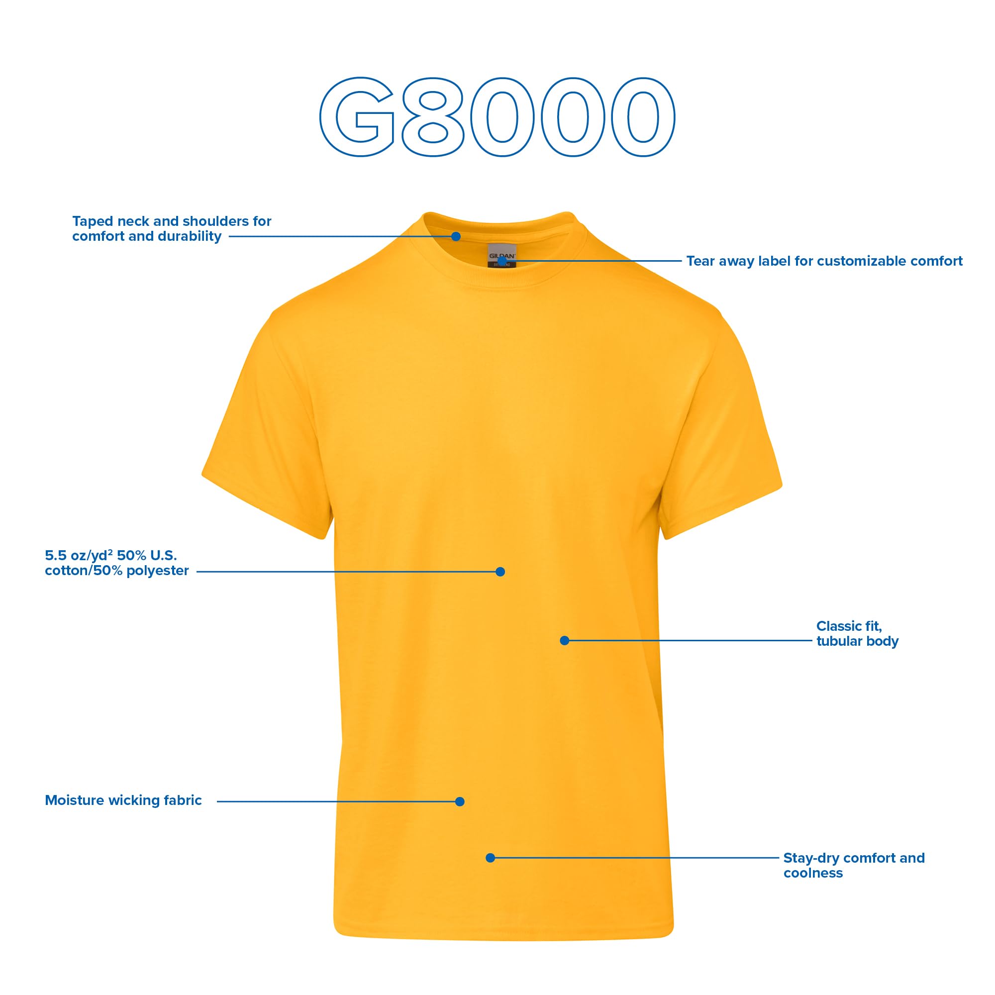 Gildan Unisex Adult Dryblend T-shirt, Style G8000, Multipack, Safety Green (2-pack), X-Large US