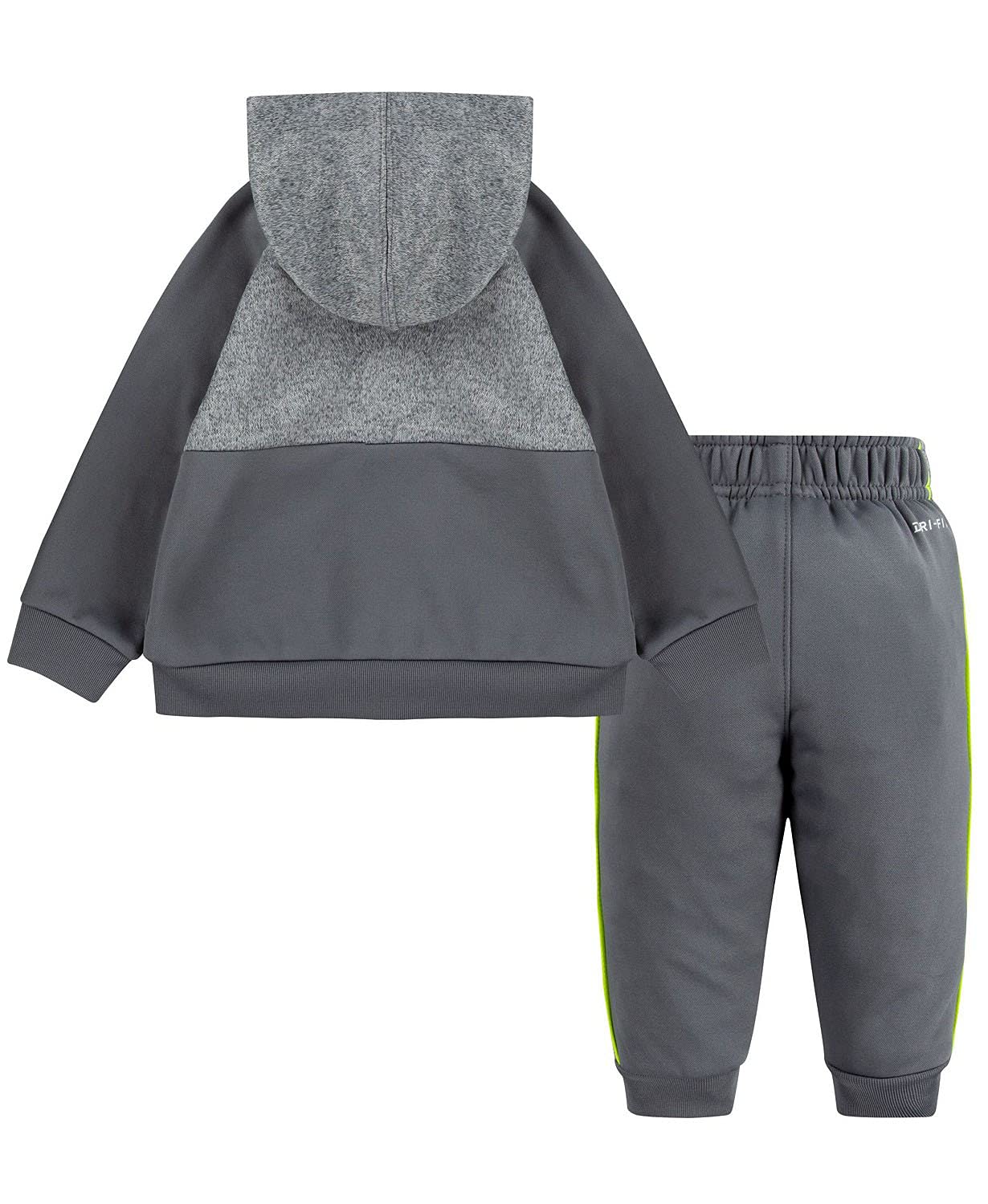 Nike Boy`s Colorblcoked Heather Thermal Dri Fit Hoodie & Pants 2 Piece Set (Grey(66G807-M19)/Yellow, 6 Years)