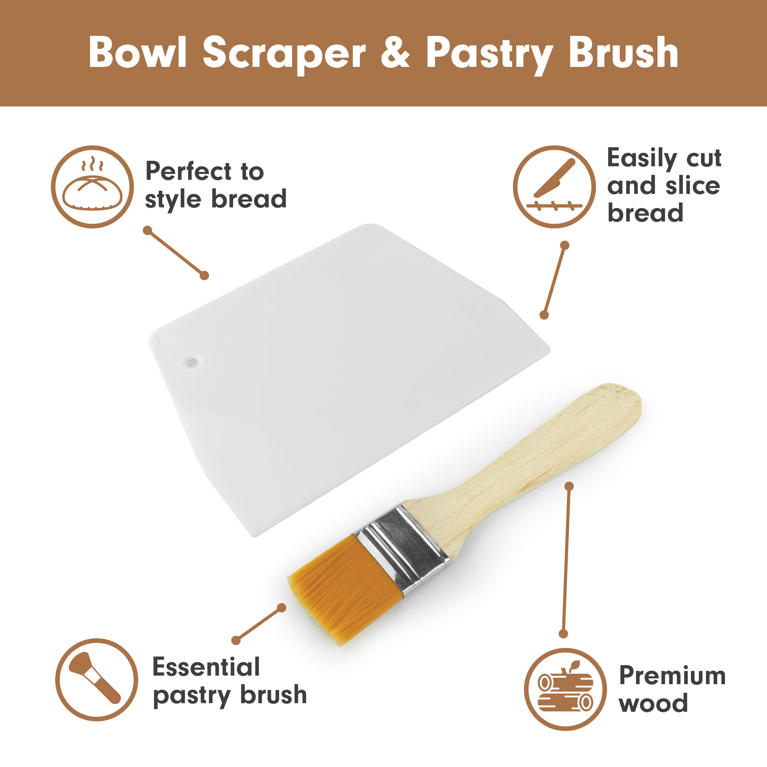 S/P | 9 Inch Bread Proofing Banneton Basket for Sourdough | Including 1×Dough Scraper, 1×Pastry Brush and 1×Cloth Lining | Yummy Artisan Bread Proofing Basket Set for Professionals and Home Bakers|
