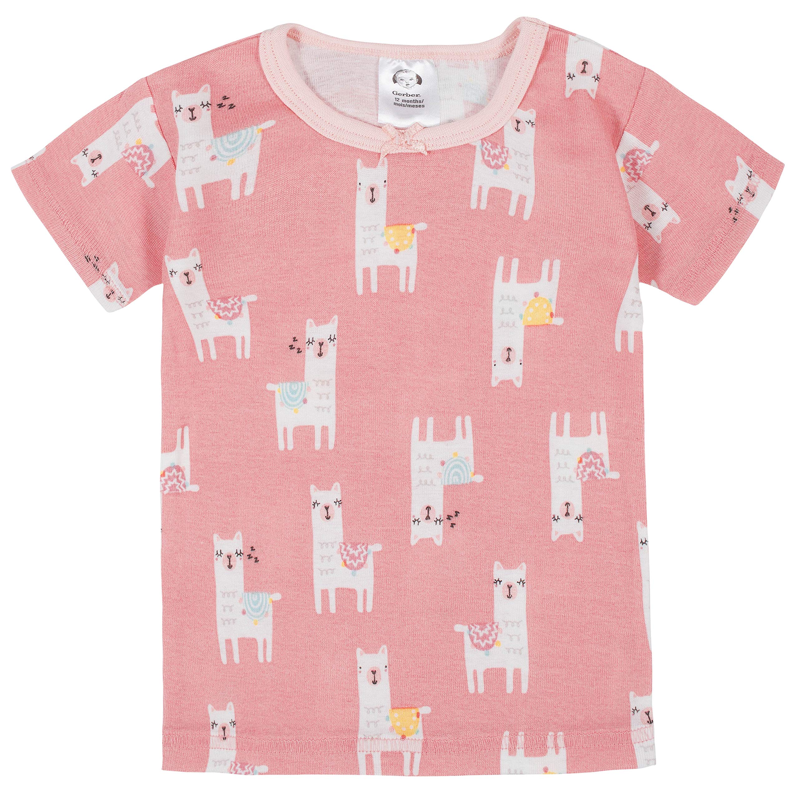 GerberBaby GirlsToddler Snug Fit 4-Piece Pajama SetLittle Llama Pink18 Months