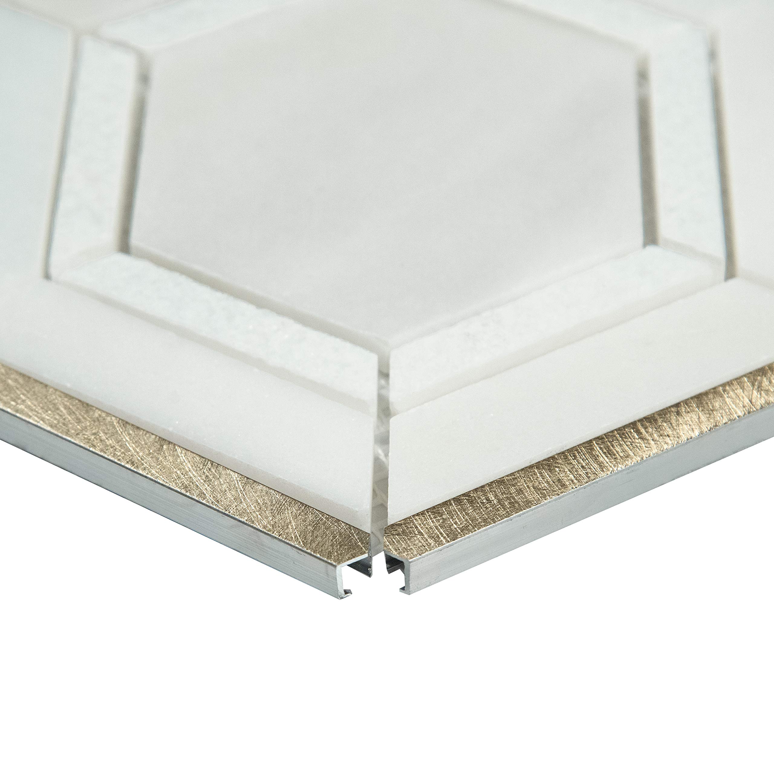 MSI Medici Gold Pattern 12.44 in. x 10.83 Marble Mesh-Mounted Mosaic Wall Bathroom, Floor, Kitchen Backsplash and Countertop Tile Geometric, Gray, White,