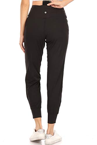 Leggings Depot ActiveFlex Jogger Yoga Pants with Pockets (Full Length, Black, 2X)