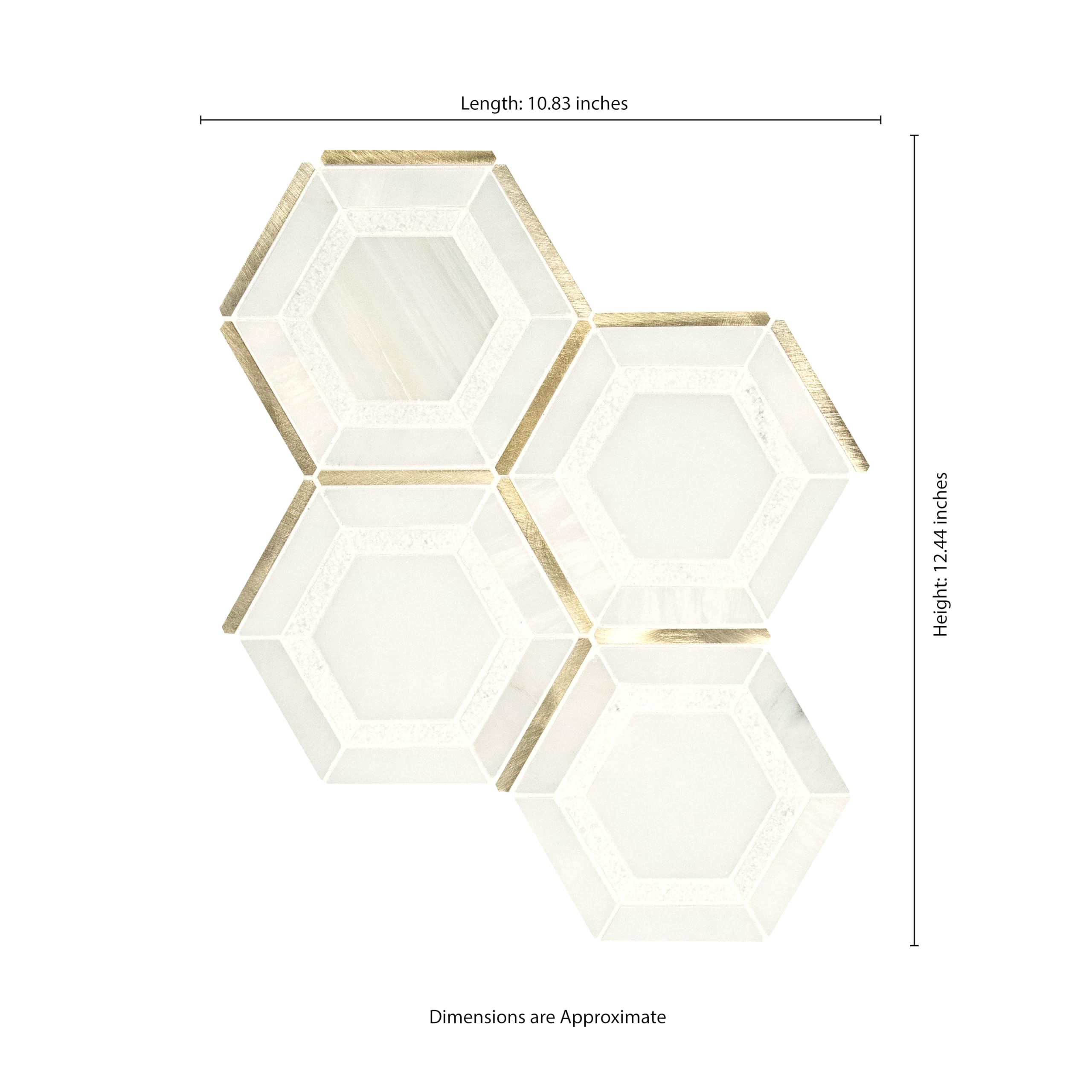 MSI Medici Gold Pattern 12.44 in. x 10.83 Marble Mesh-Mounted Mosaic Wall Bathroom, Floor, Kitchen Backsplash and Countertop Tile Geometric, Gray, White,