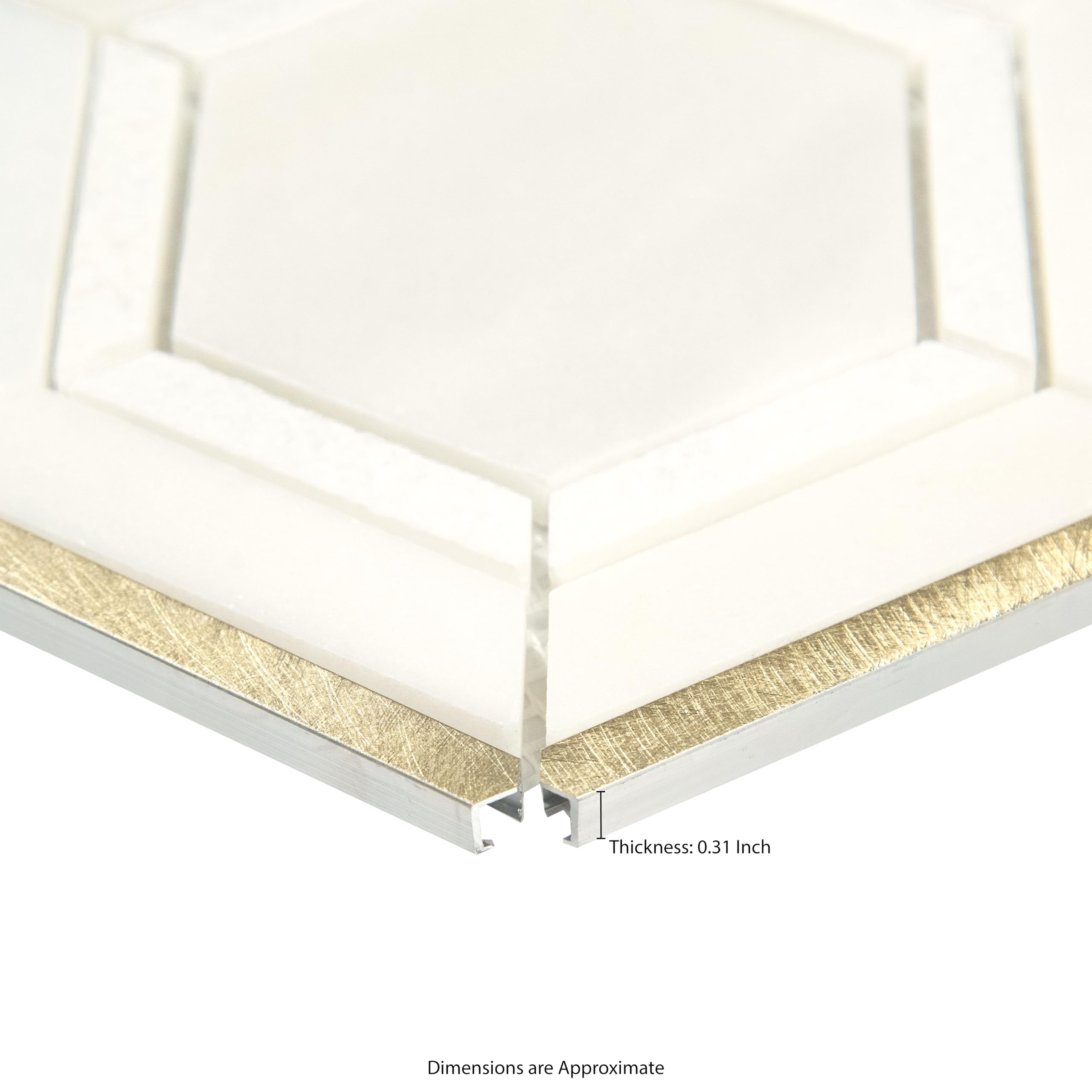 MSI Medici Gold Pattern 12.44 in. x 10.83 Marble Mesh-Mounted Mosaic Wall Bathroom, Floor, Kitchen Backsplash and Countertop Tile Geometric, Gray, White,
