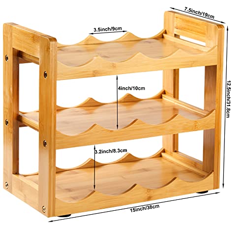 Sushineibor Bamboo Water Bottle Holder Stand Bin, Water Bottle Storage Rack, 3-Tier Water Bottle Organizer for Office Home Su-bottle-rack bottlerack