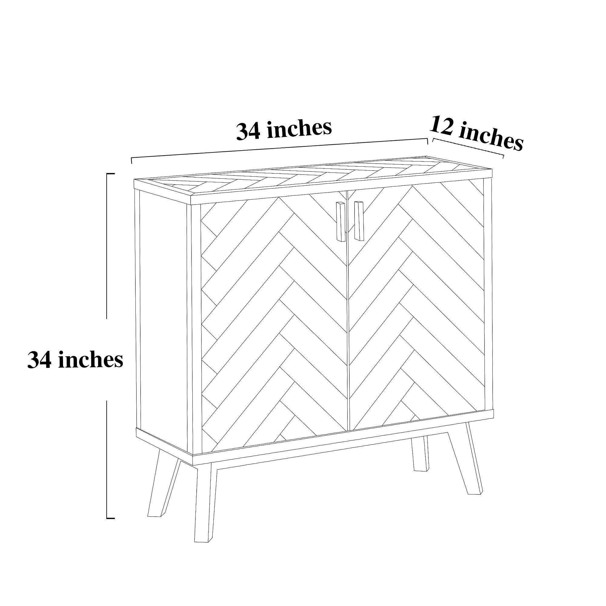 LALUZ Storage Cabinet, Multifunction Free Standing 2 Tier Cupboard with Double Door & Shelf for Living Room, Corridor, Brown