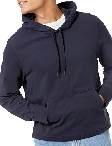 Amazon Essentials Men's Lightweight French Terry Hooded Sweatshirt, Dark Navy, Large