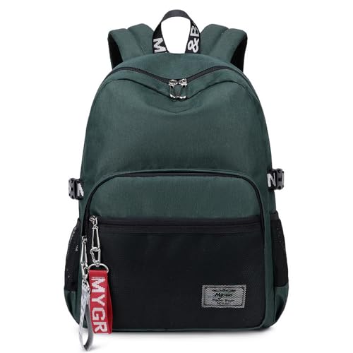 mygreen Unisex Classic Water Resistant School Rucksack Travel Backpack 14Inch Laptop Army Green