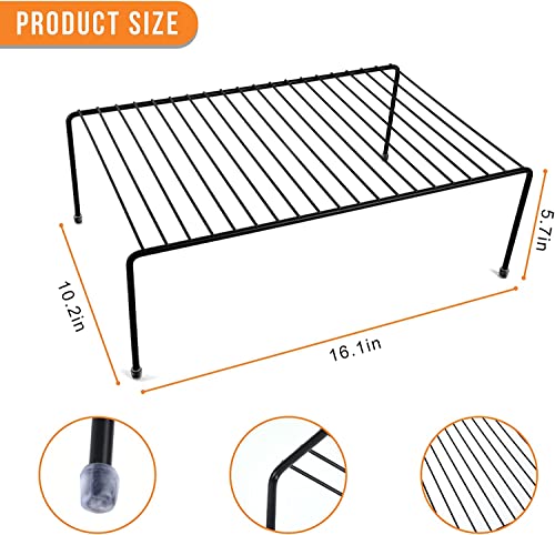 Large (16.1 x 10.2 Inch) Cabinet Storage Shelf Rack, Kitchen Shelves,Kitchen Counter and Cabinet Shelf, Storage Rack Organizer for Kitchen, Fridge, Cabinet, Bathroom Cupboard (Black, 6)