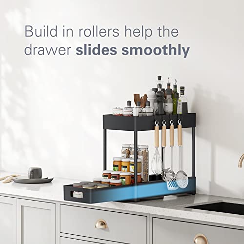 Zarler Under Sink Organizers and Storage 2 Pack, Under Sink Organizer for Bathroom with Slide Drawer, Bathroom Organizer Under Sink, Under Kitchen Sink Organizer, Under Cabinet Organizer
