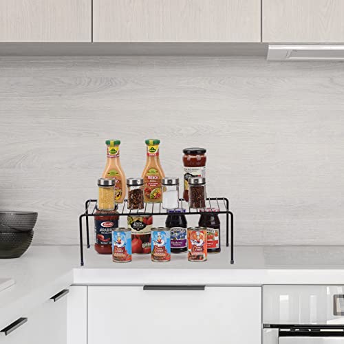 Large (16.1 x 10.2 Inch) Cabinet Storage Shelf Rack, Kitchen Shelves,Kitchen Counter and Cabinet Shelf, Storage Rack Organizer for Kitchen, Fridge, Cabinet, Bathroom Cupboard (Black, 6)
