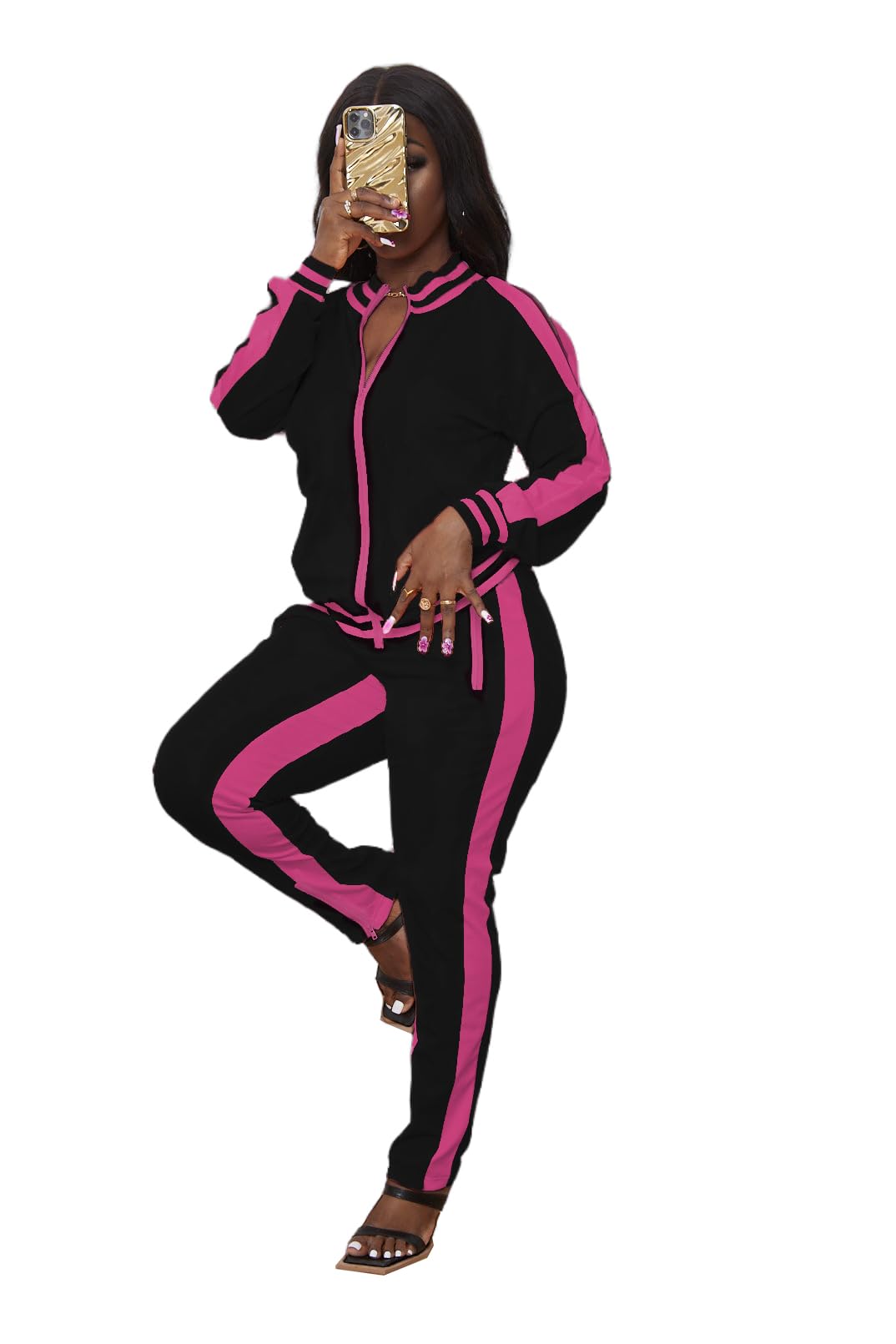 TOPONSKY Women Sweatsuit For Hoodie Womens Jogger Set Sweat Suits Outfit Black Rose XL