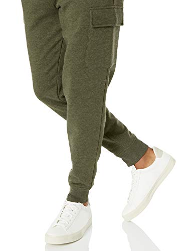 Amazon Essentials Cargo Sweatpants for Men - Fleece Jogger, Olive Heather, Medium