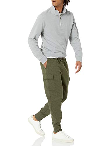 Amazon Essentials Cargo Sweatpants for Men - Fleece Jogger, Olive Heather, Medium