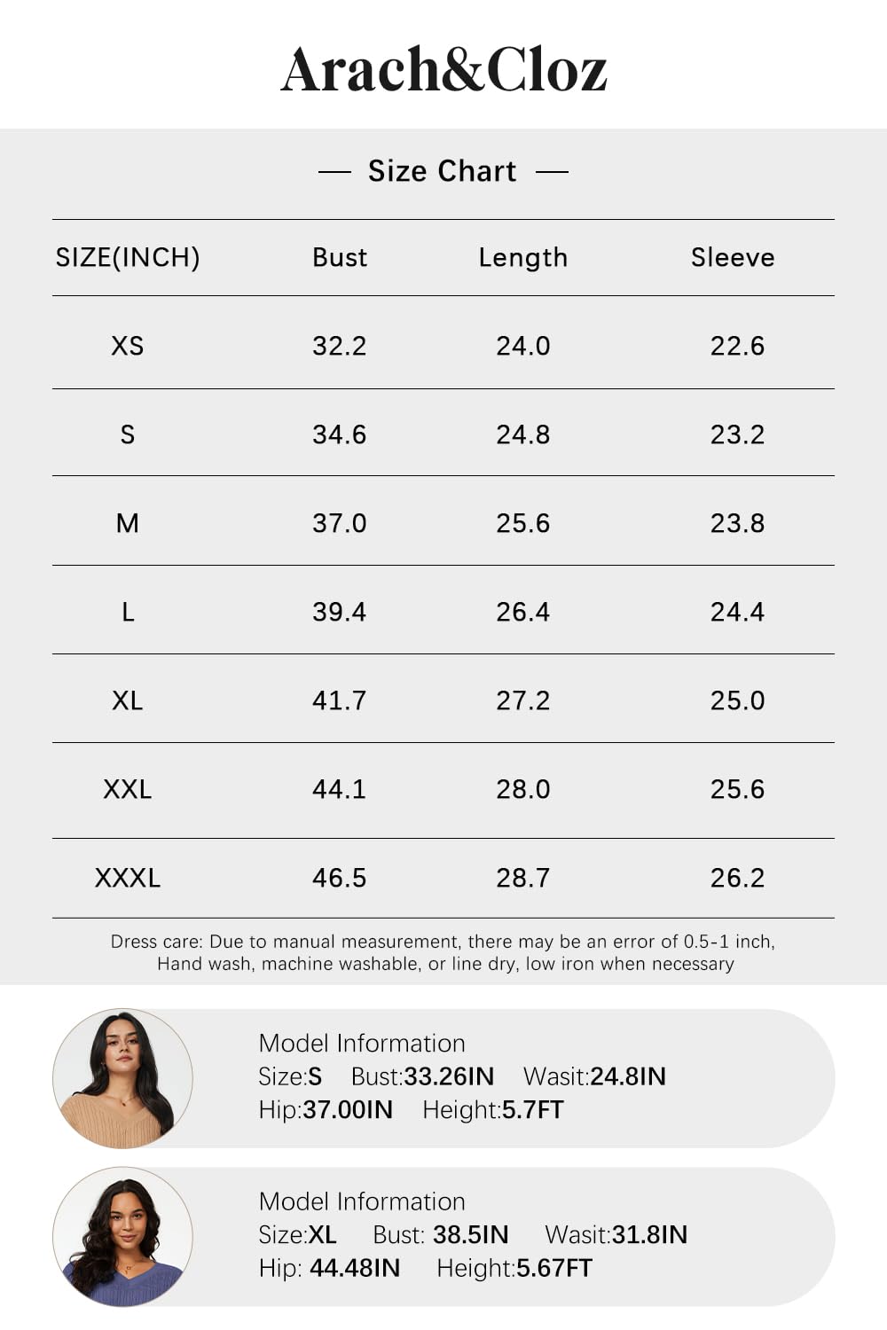 Arach&Cloz Women's Spring Top 2025 Fashion V Neck Sweater Long Sleeve Shirt Business Casual Outfit Trendy Knit Blouse Clothes Plus Size Pullover Grey M