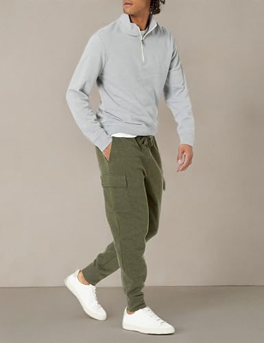 Amazon Essentials Cargo Sweatpants for Men - Fleece Jogger, Olive Heather, Medium