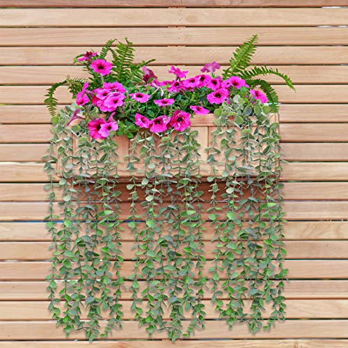 FUNARTY 3 Pack Fake Plants Decor Small Artificial Hanging Plants Fake Eucalyptus Plants Faux Greenery Vine Plants in Pot for Home Indoor Outdoor Décor